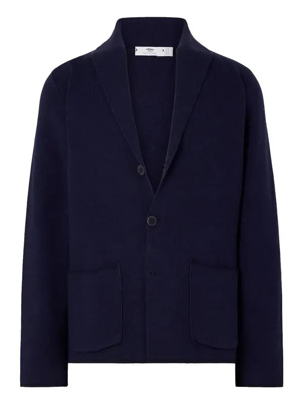 Inis Meáin Merino Wool, Cotton And Cashmere-blend Cardigan - Blue