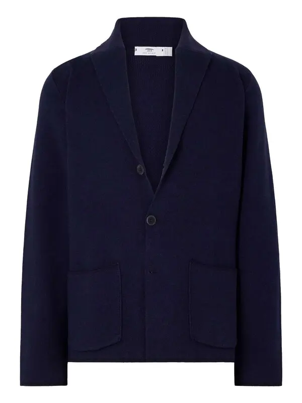 Inis Meáin Merino Wool, Cotton And Cashmere-blend Cardigan - Navy