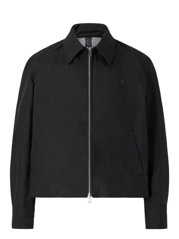 AMI Paris Logo-appliquéd Shell Blouson Jacket - Black
