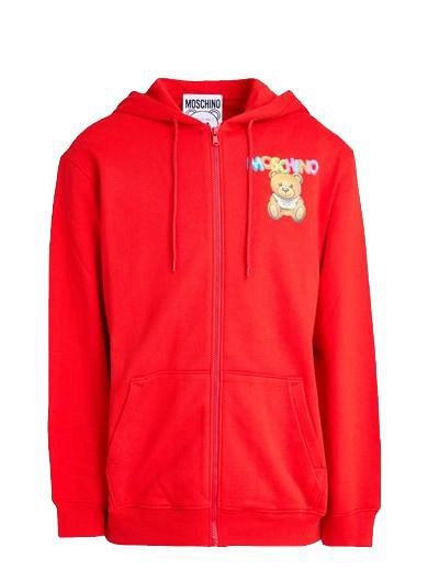 Moschino Cotton Zip-up Hoodie With Logo Print - Red