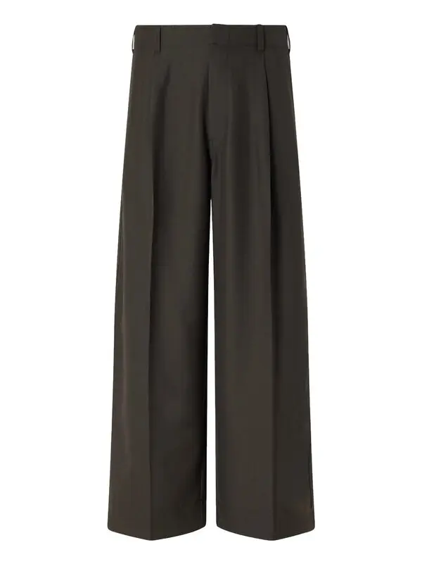 LEMAIRE Straight-leg Pleated Woven Trousers - Brown