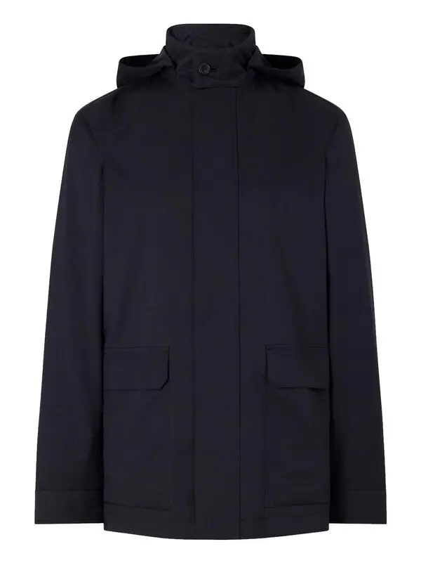 Zegna Twill Hooded Jacket - Blue