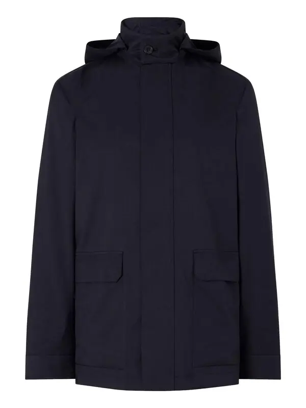 Zegna Twill Hooded Jacket - Navy