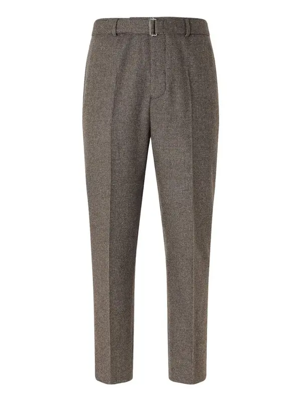 Officine Générale Hoche Tapered Belted Houndstooth Virgin Wool Trousers - Brown