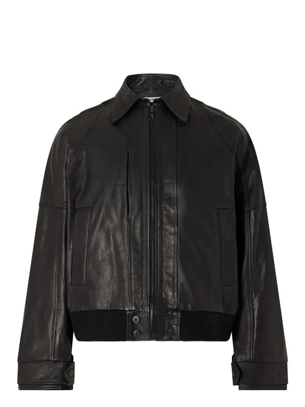ADON Leather Blouson Jacket - Black