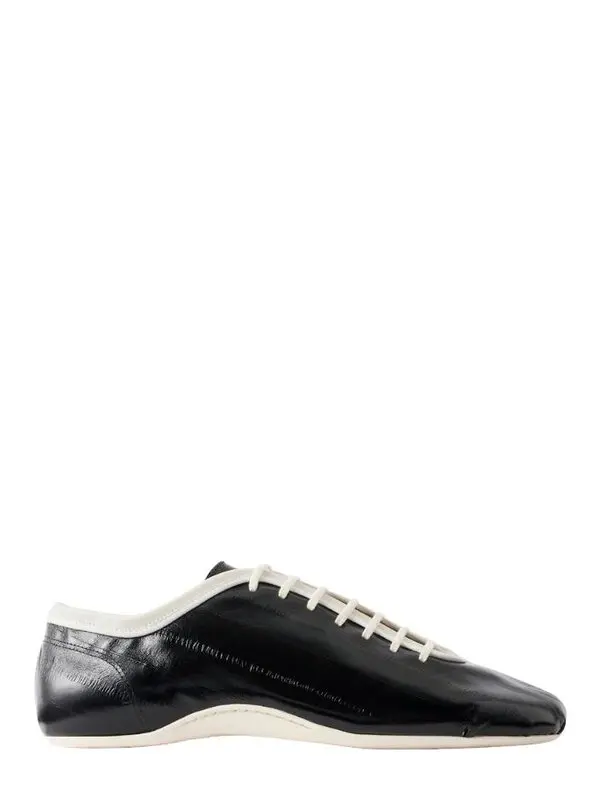Dries Van Noten Glossed Leather Sneakers - Black