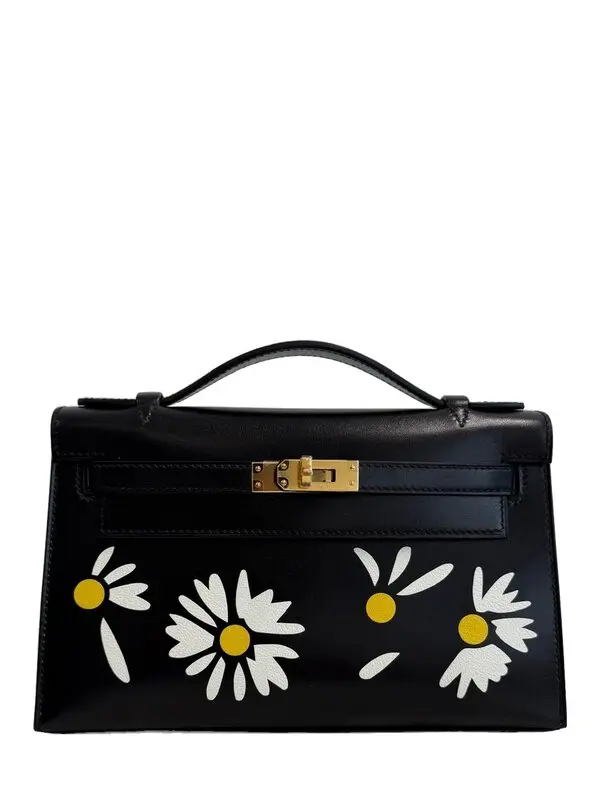 Hermès Kelly Marquete Black Box Leather Gold Hardware - Multi