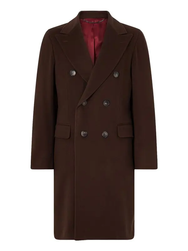 Canali Double-breasted Wool And Cashmere-blend Coat - Brown