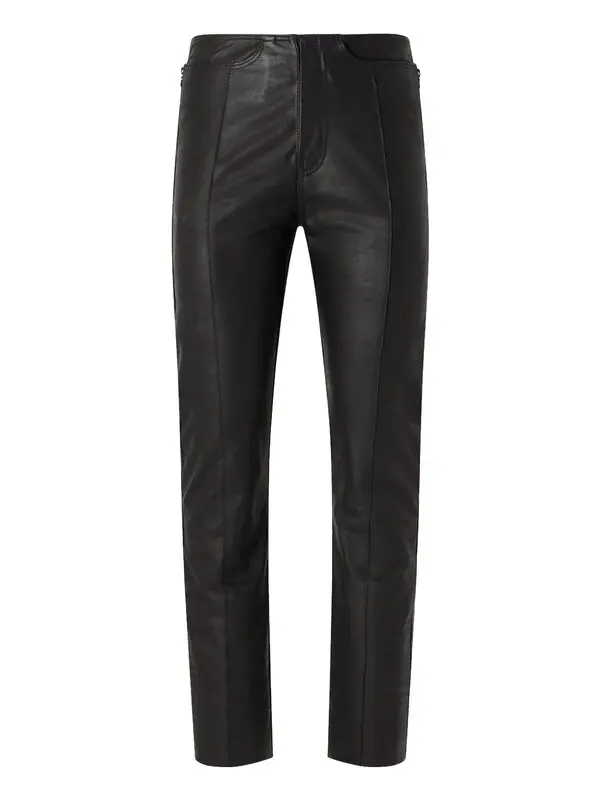 ADON Slim-fit Straight-leg Leather Trousers - Black