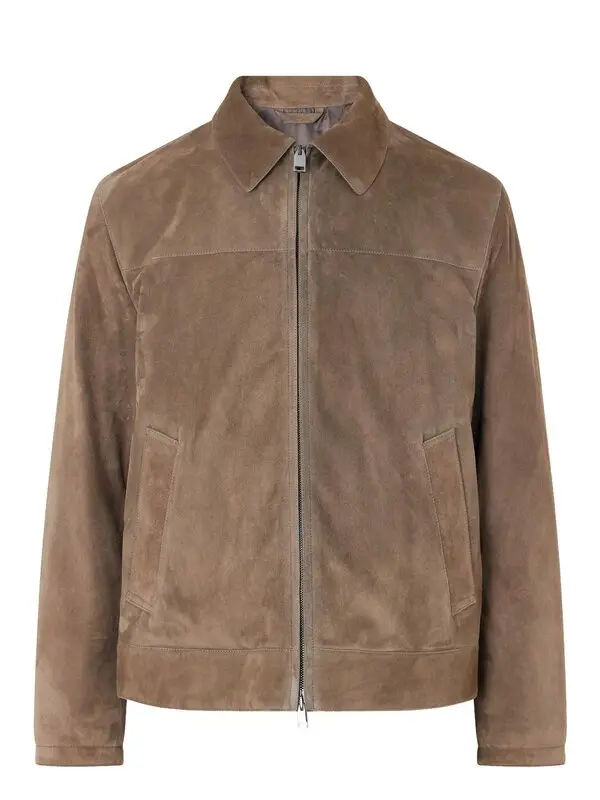 Brioni Suede Blouson Jacket - Brown