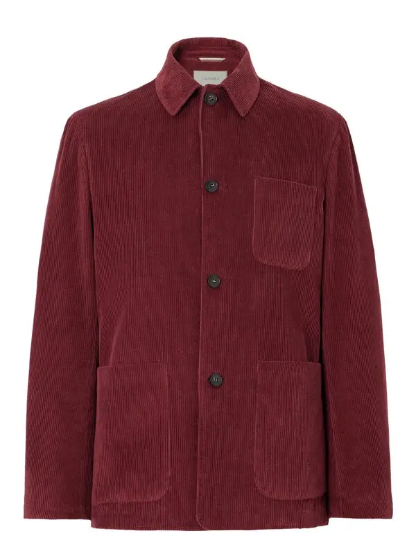 Canali Cotton-corduroy Overshirt - Red