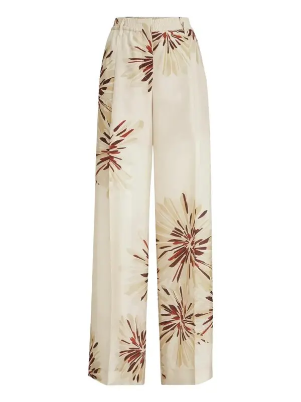 Brunello Cucinelli Floral Print Wide-leg Trousers - Light Brown