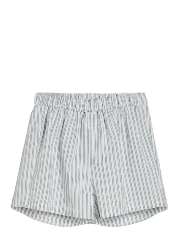 Brunello Cucinelli Sparkling Striped Cotton Baby Bernie Shorts - Sky-blue
