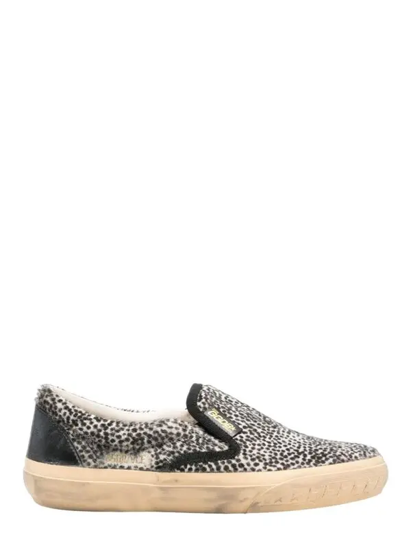 GOLDEN GOOSE Vce Animal-print Slip-on Sneakers - Black