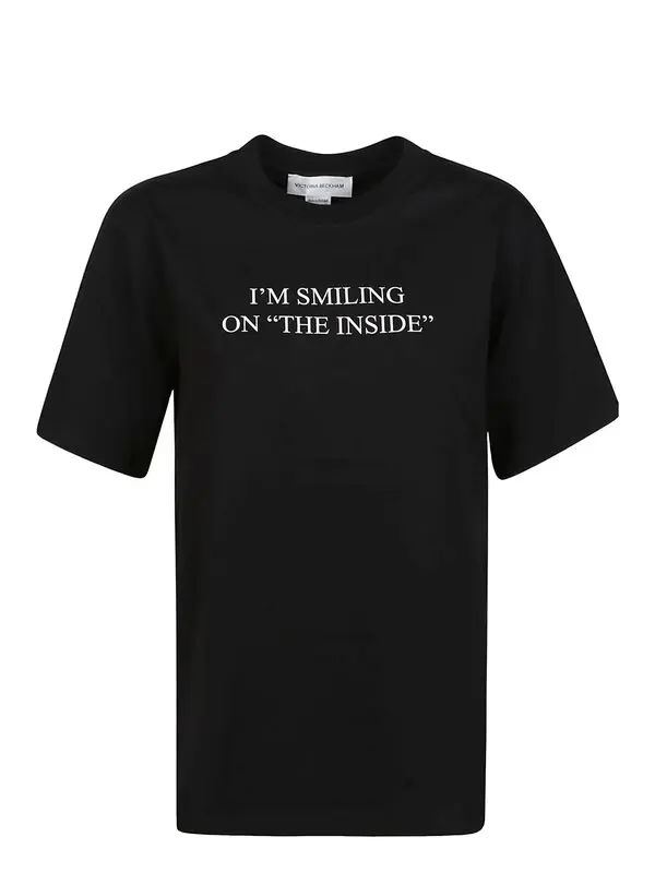 Victoria Beckham Round Neck Short Sleeve Shirt - Black
