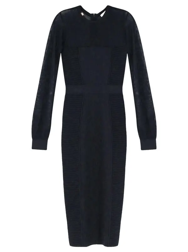 Elisabetta Franchi Sheer Panel Midi Dress - Black