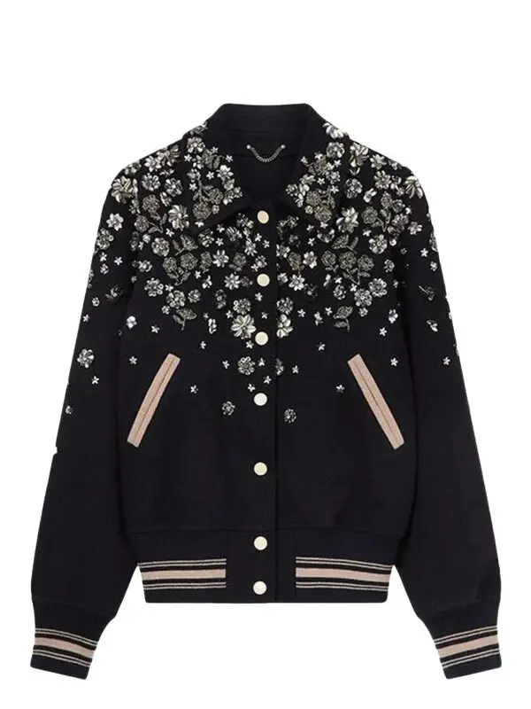GOLDEN GOOSE Virgin Wool Floral Embellished Casual Jacket - No