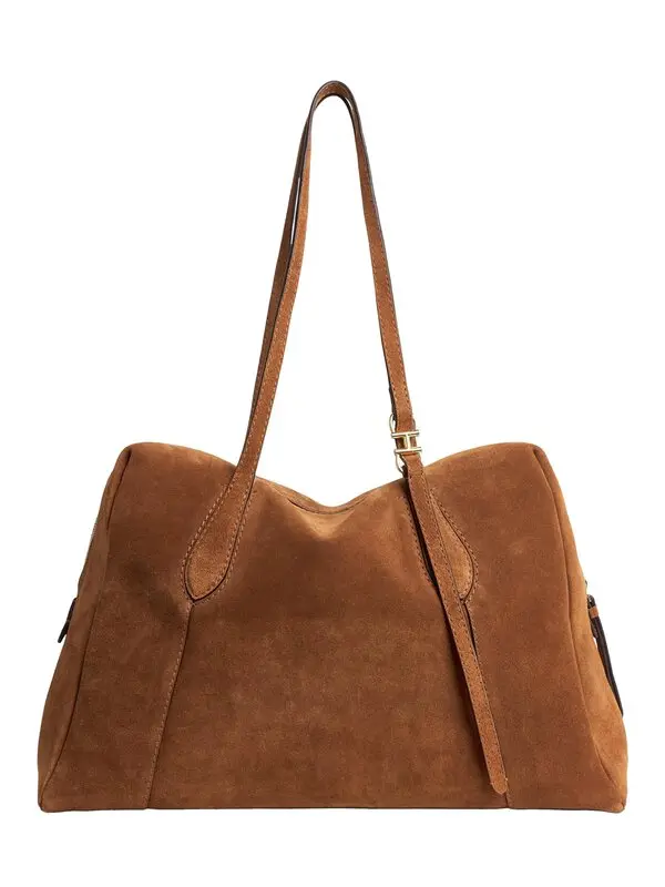 Harrods Medium Suede Shoulder Bag - Brown