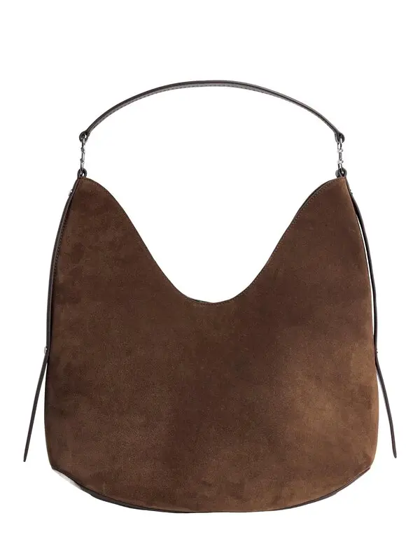 Harrods Medium Suede Shoulder Bag - Brown