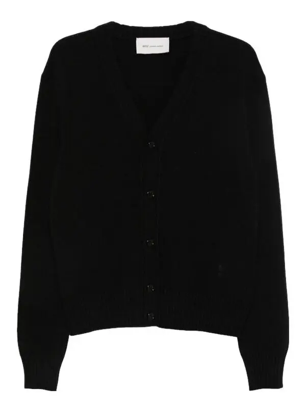 AMI Paris V-neck Cardigan - Black