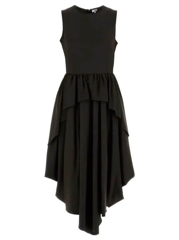 Loewe Asymmetric Ruffled Dress - Brown