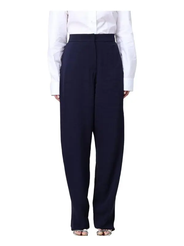 Emporio Armani Pleated Straight-leg Trousers - Blue