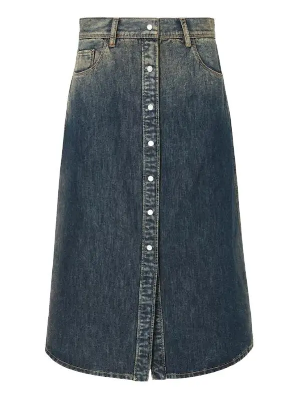 Fendi Flared Denim Maxi Skirt - Blue