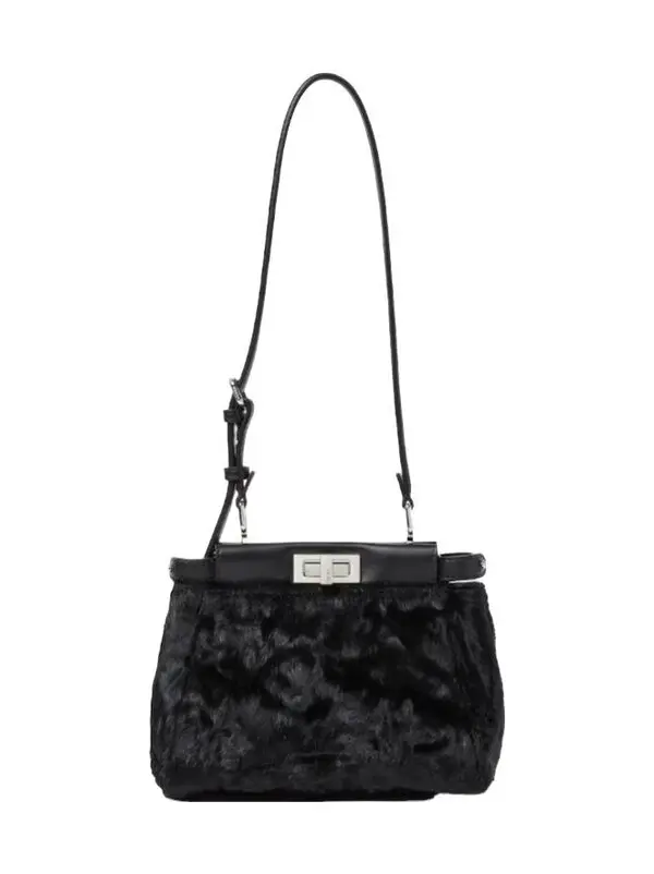 Fendi Peekaboo Xs Pony-effect Leather Bag - Black