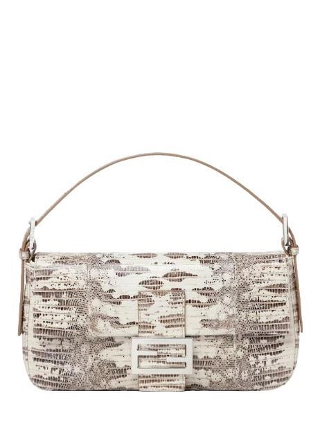 Fendi Baguette Lizard-leather Bag - Parchment