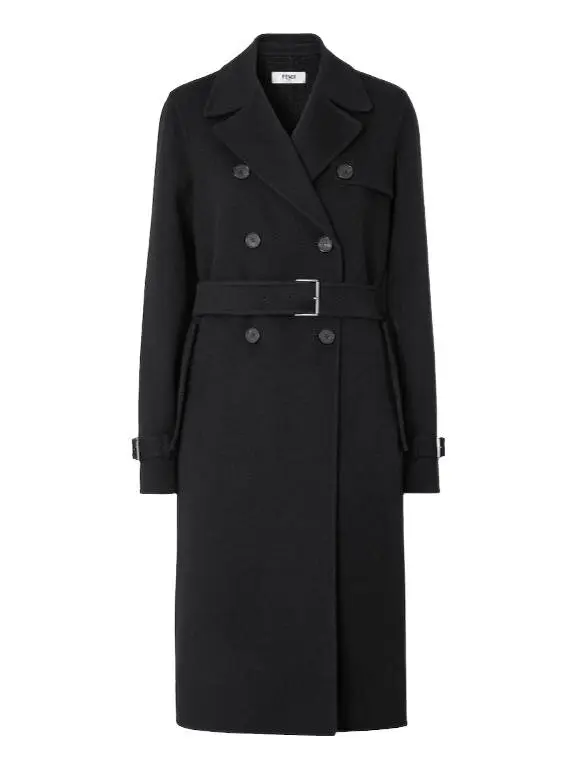 Fendi Wool Double-breasted Trench Coat - Black