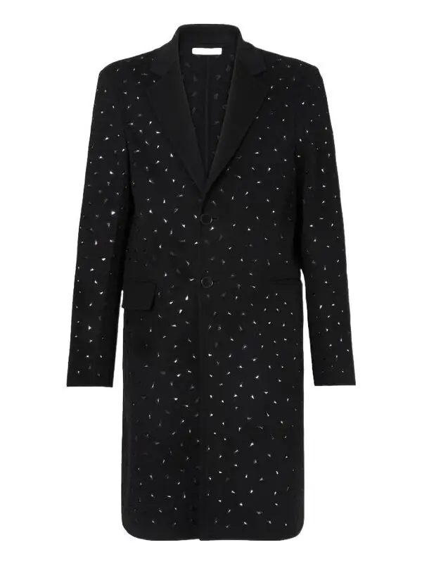 Fendi Wool Coat With Mirrors - Black