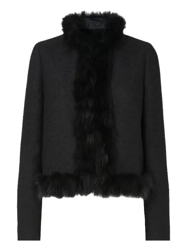 Fendi Wool And Fox Fur Blouson Jacket - Black