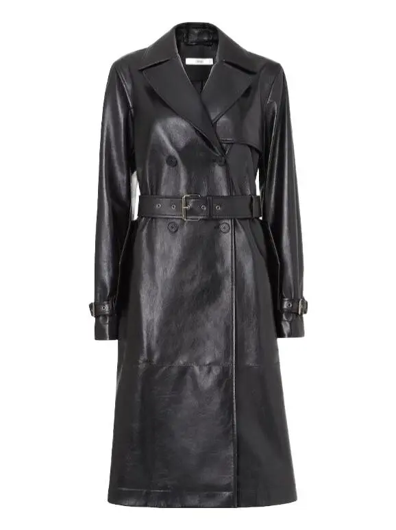 Fendi Leather Trench Coat - Black