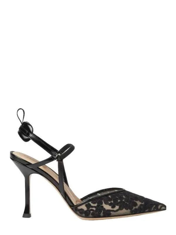 Fendi Very Colibri Tulle Lace Slingback High Heel Pumps - Black