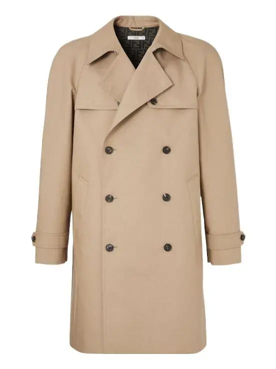 Fendi Double-breasted Trench Coat With Cape Detail - Beige