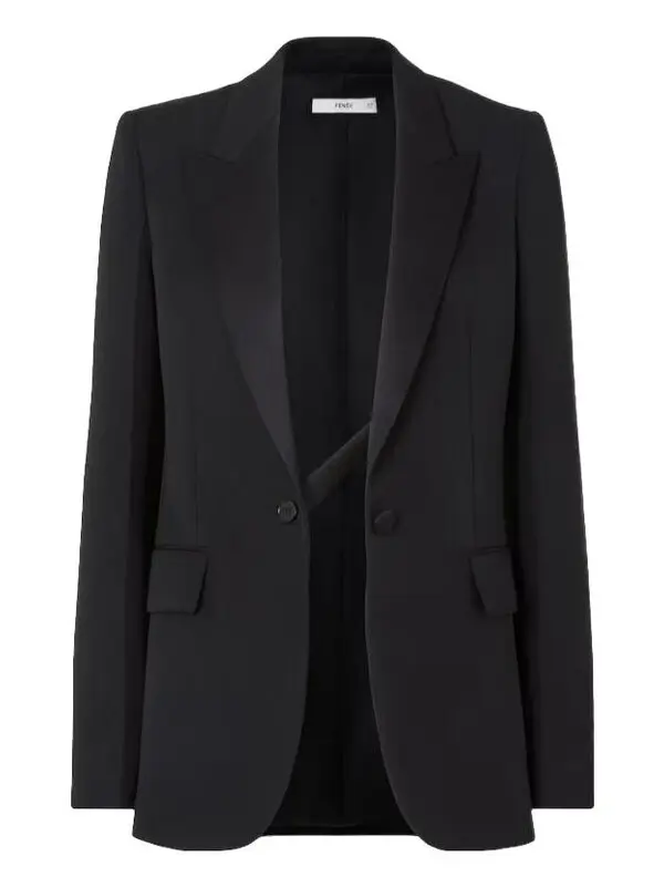 Fendi Grain De Poudre Single-breasted Blazer - Black