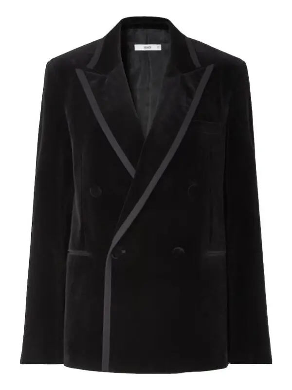Fendi Velvet Double-breasted Blazer - Black