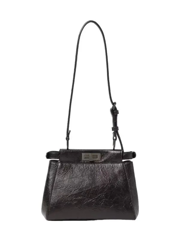 Fendi Crackled Leather Bag - Black
