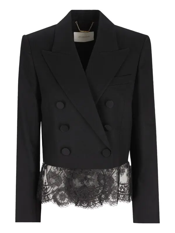 Zimmermann Valiant Lace Cropped Blazer - Black