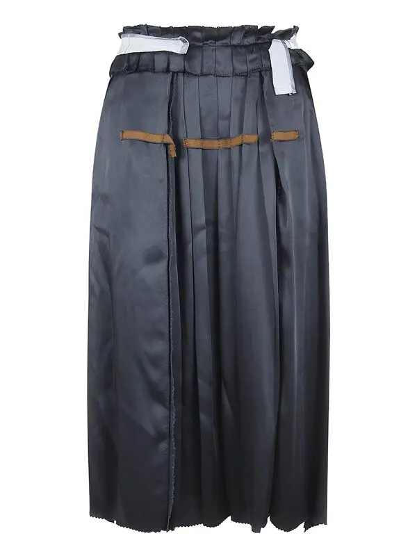MAISON MARGIELA Pleated Raw-hem Midi Skirt - No