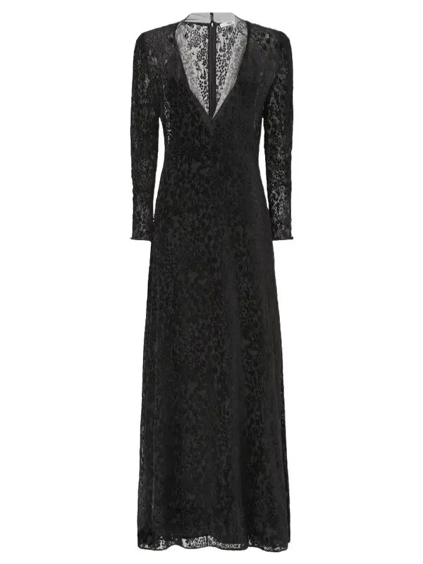 Fendi Millefiori Devoré Velvet Maxi Dress - Black