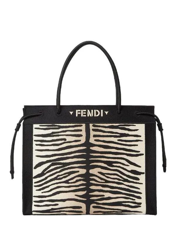 Fendi Tiger-effect Embroidered Fabric Shopper Bag - Multicolour