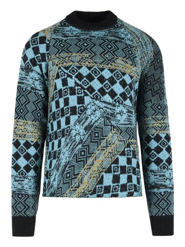 Dries Van Noten Abstract Pattern Long-sleeved Sweater - Black