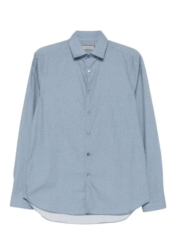 Canali Long-sleeve Collared Shirt - Blue