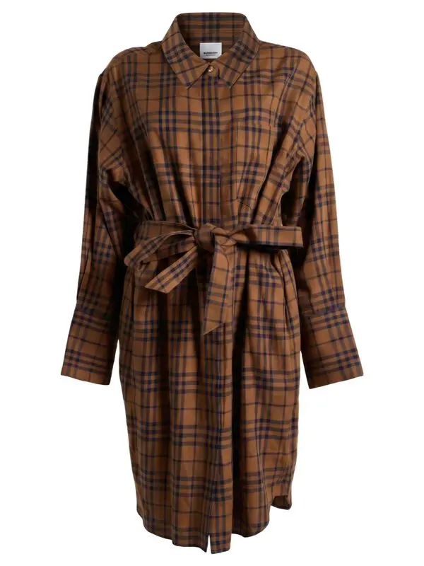 Burberry Printed Shirt Dress With Belt - Brown
