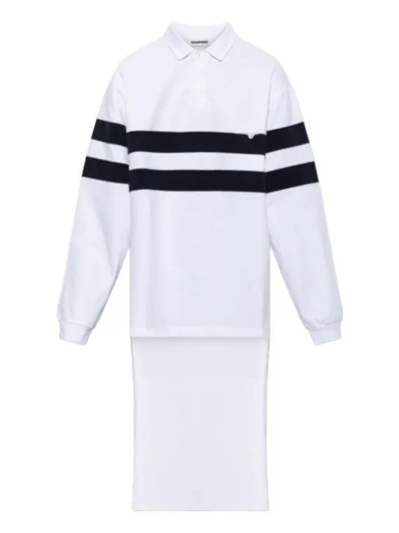 DARKPARK Asymmetrical Striped Polo Top - White