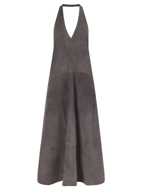 ST. AGNI Halterneck Sleeveless Maxi Dress - Grey