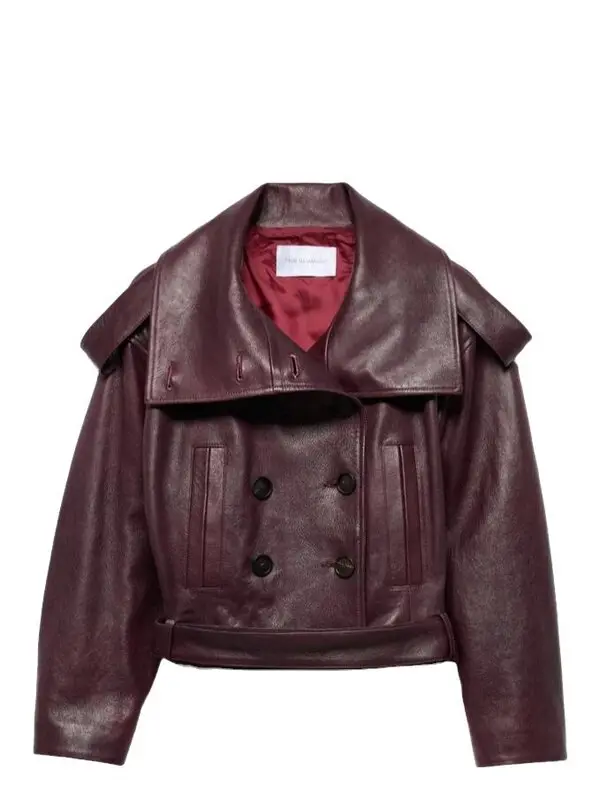 7 For All Mankind Double-breasted Leather Jacket - Red
