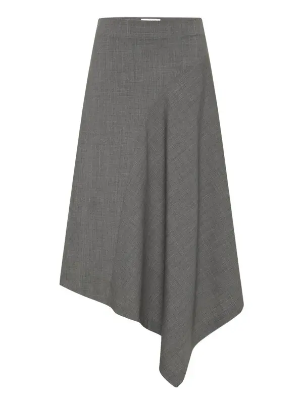 ST. AGNI Curved Patchwork Midi Skirt - Pumice