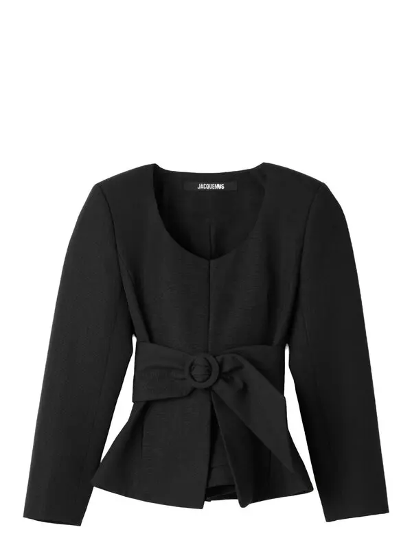 Jacquemus Long Sleeve Tie Detailed Jacket - Black